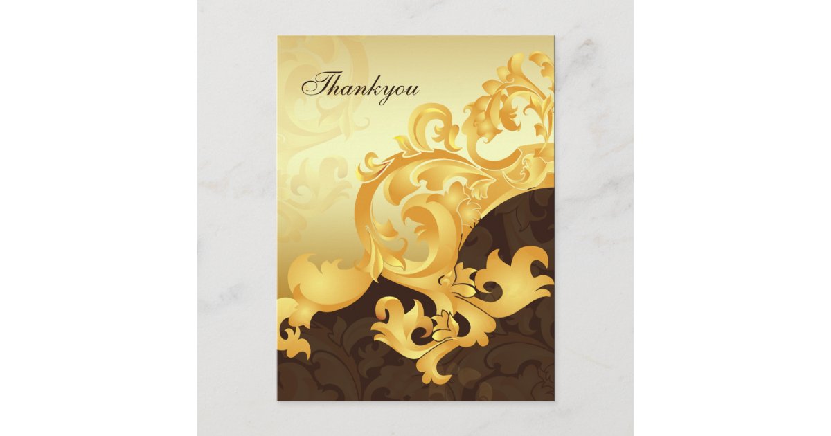 Elegant "gold and brown" Thank You Cards | Zazzle