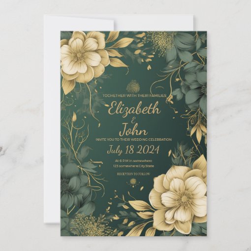 Elegant Gold and Green Wedding Invitation. Invitation | Zazzle