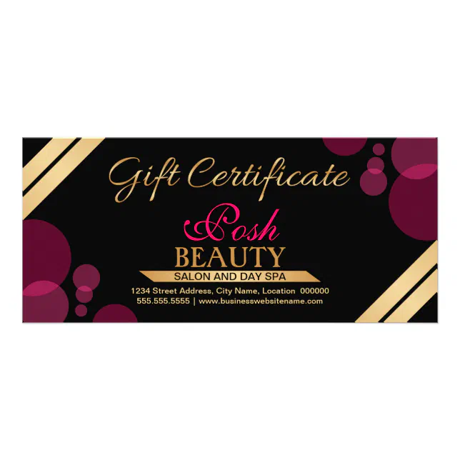 Elegant Gold and Hot Pink Gift Certificate | Zazzle
