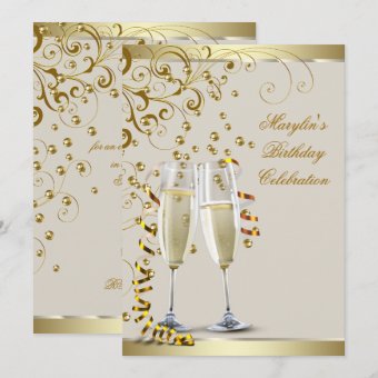 Elegant Gold and Ivory Cream Birthday Invitation | Zazzle