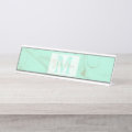 Elegant gold and mint marble image desk name plate | Zazzle