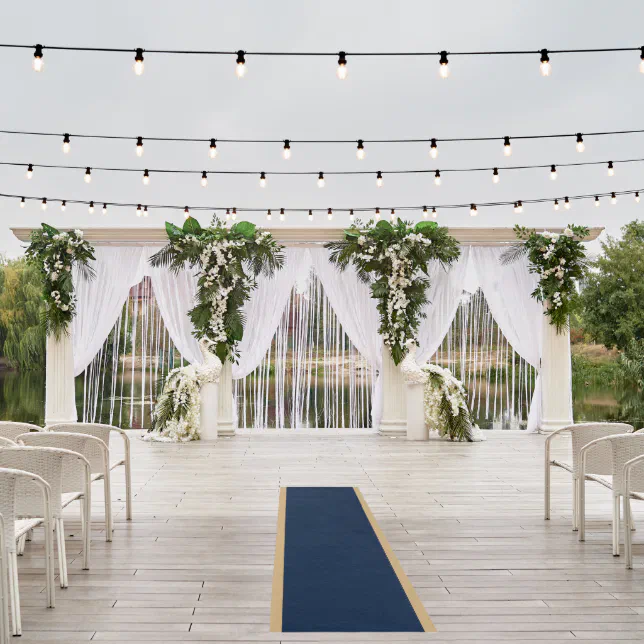 Elegant Gold and Navy Blue Wedding Ceremony Runner | Zazzle