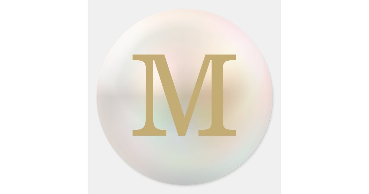 Elegant Gold and Pearl Monogram Classic Round Sticker | Zazzle
