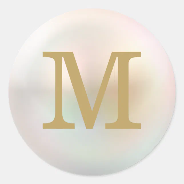 Elegant Gold and Pearl Monogram Classic Round Sticker | Zazzle