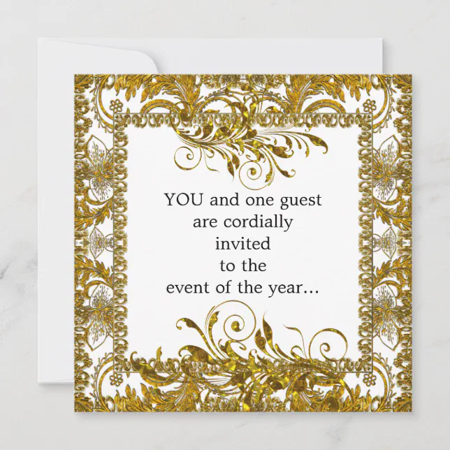 Elegant Gold and White Party Invitation | Zazzle