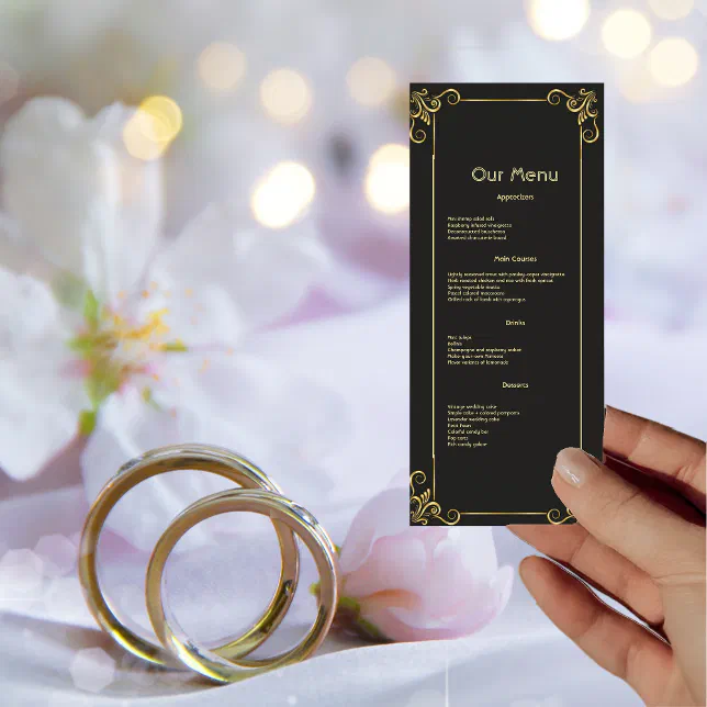 Elegant Gold Art Deco Vintage Dinner Menu Card | Zazzle
