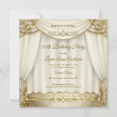 Elegant Gold Beige Cream Pearl Drapes Birthday Invitation | Zazzle
