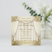 Elegant Gold Beige Cream Pearl Drapes Birthday Invitation | Zazzle
