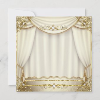 Elegant Gold Beige Cream Pearl Drapes Birthday Invitation | Zazzle