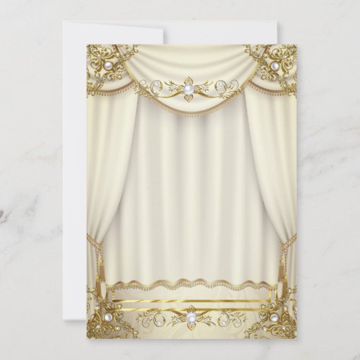 Elegant Gold Beige Cream Pearl Drapes party Invitation | Zazzle