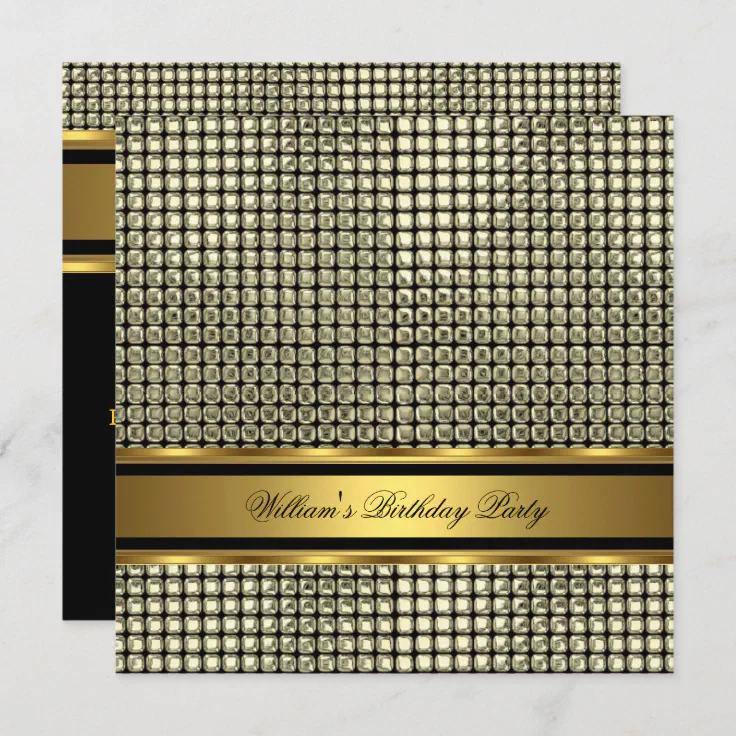 Elegant Gold Birthday Party Mens Man Invitation | Zazzle