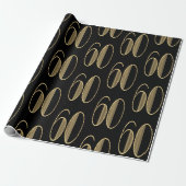 Elegant Gold & Black 60th Birthday Wrapping Paper | Zazzle