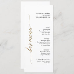 Elegant Gold & Black Calligraphy Bar Menu Card | Zazzle
