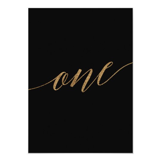 Elegant Gold & Black Calligraphy Table Number One | Zazzle.com