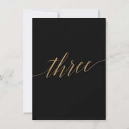 Elegant Gold Black Calligraphy Table Number Three | Zazzle