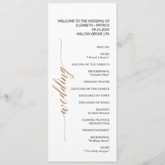 Elegant Gold & Black Calligraphy Wedding Program | Zazzle
