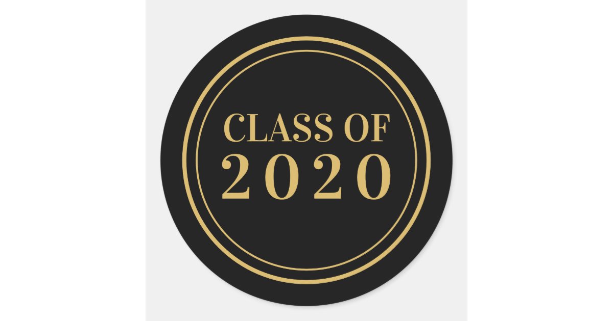 Elegant Gold Black Class of 2020 Class Reunion Classic Round Sticker ...