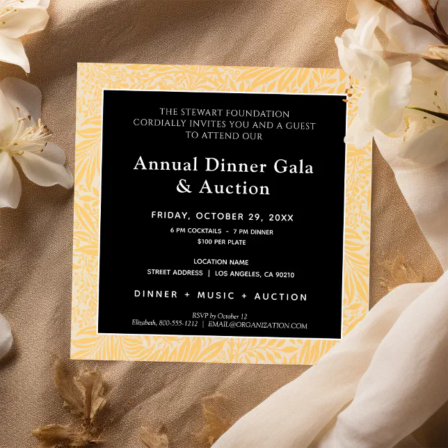 Elegant Gold Black Corporate Dinner Invitation | Zazzle