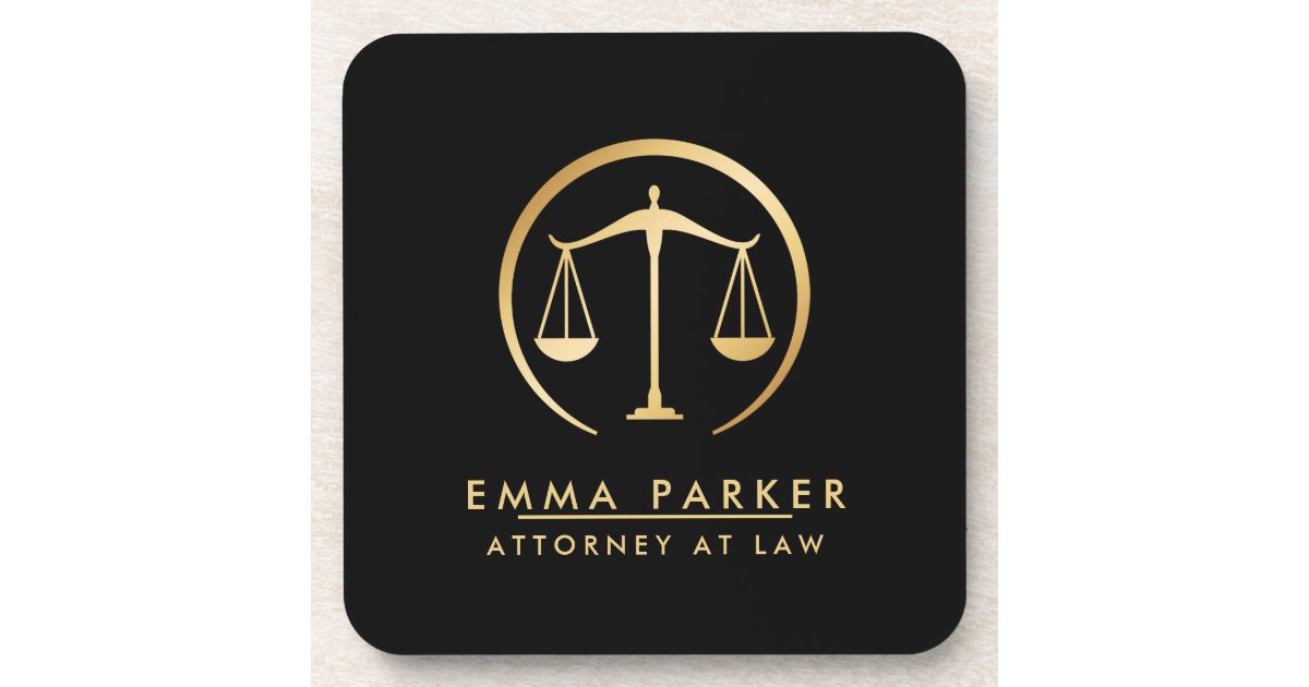 Elegant Gold & Black Lawyer Black Beverage Coaster | Zazzle
