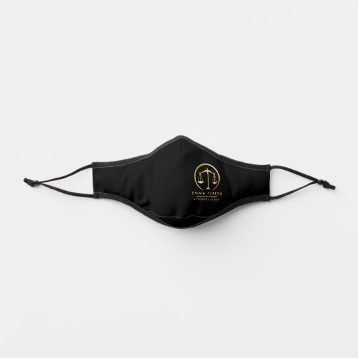 Elegant Gold & Black Lawyer Black Premium Face Mask | Zazzle
