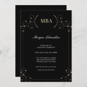 Elegant Gold Black MBA Graduation Party Invitation | Zazzle