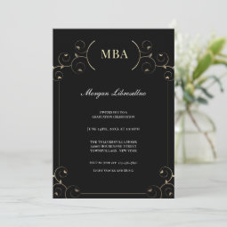 Elegant Gold Black MBA Graduation Party Invitation | Zazzle