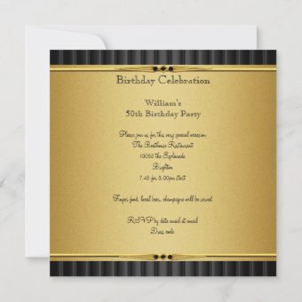 Elegant Gold Black Metal Lock Birthday Party Invitation | Zazzle