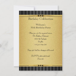 Elegant Gold Black Metal Look Birthday Party 2 Invitation | Zazzle