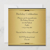 Elegant Gold Black Metal Look Birthday Party Invitation | Zazzle