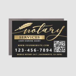 Elegant Gold & Black Notary Services QR Code Car Magnet | Zazzle