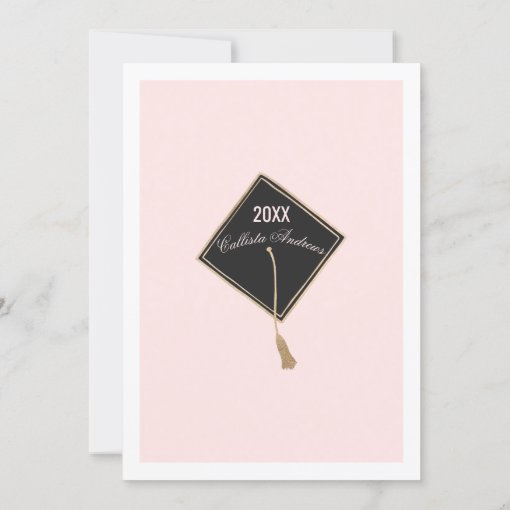 Elegant Gold Black Pink Cap Typography Graduation Invitation | Zazzle