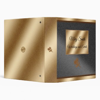 Elegant Gold Black Silver 3 Ring Binder | Zazzle