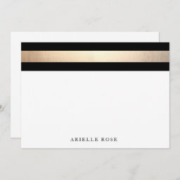 Elegant Gold Black Stripe Note Card | Zazzle