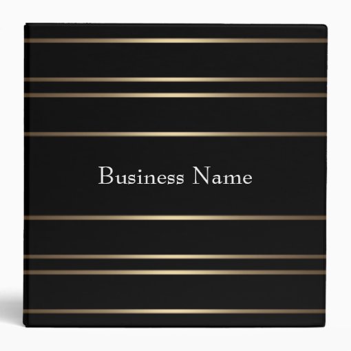 Elegant Gold Black Stripe Trim Business Binder | Zazzle