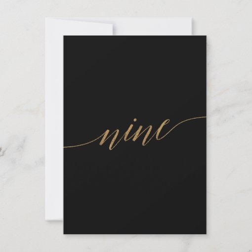 Elegant Gold & Black Table Nine Table Number | Zazzle