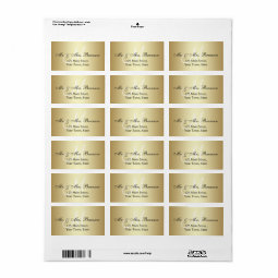 Elegant Gold Black Wedding Address Labels Monogram | Zazzle