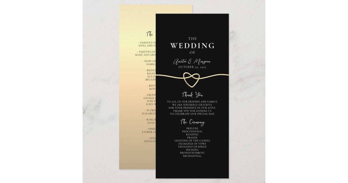 Elegant Gold Black Wedding Ceremony Program | Zazzle