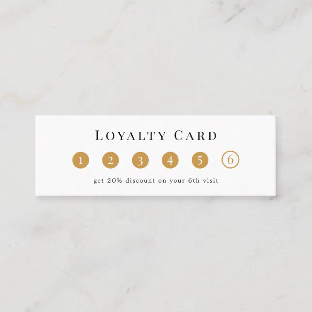 Elegant Gold Black White Simple 6 Punch Custom Loyalty Card | Zazzle