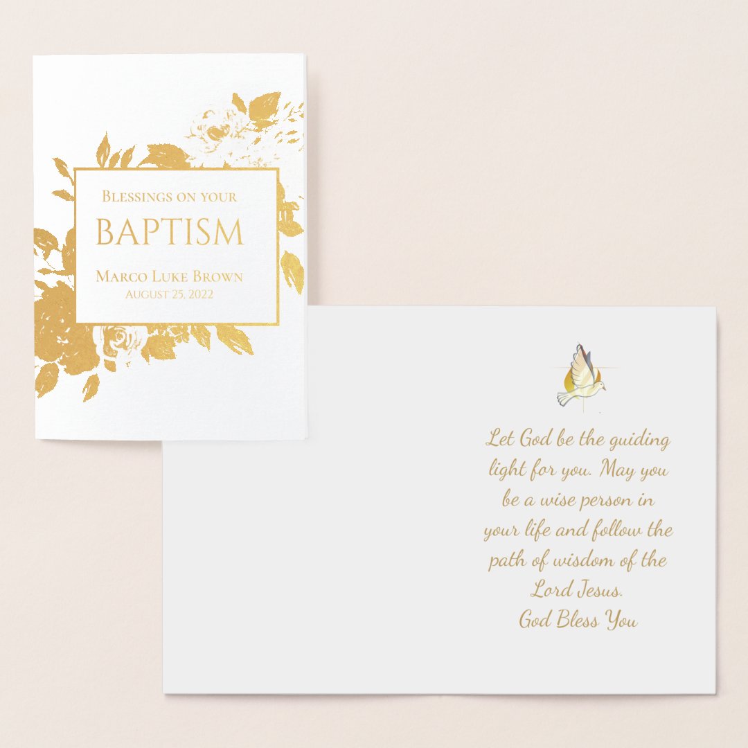 Elegant Gold Blessings On Your Christening Real Foil Card | Zazzle