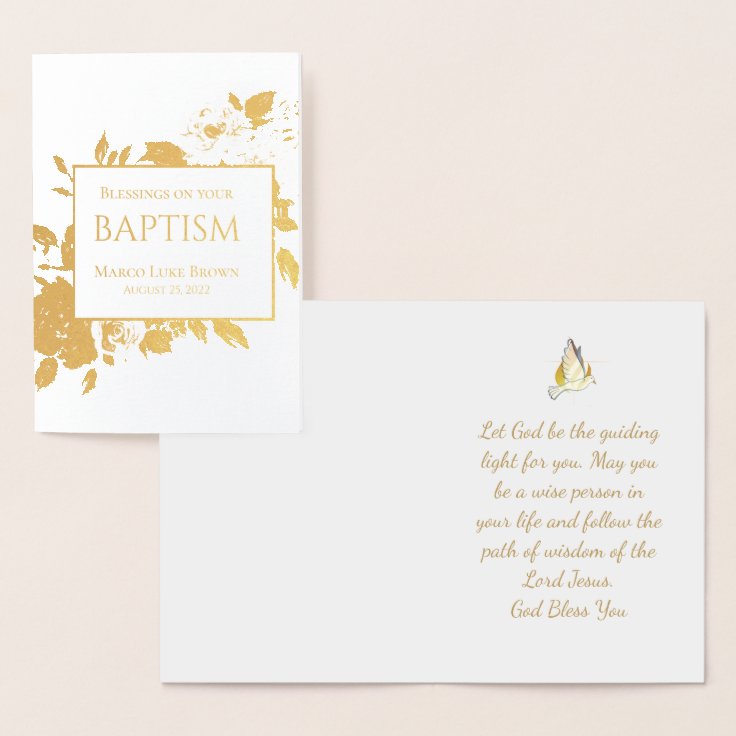 Elegant Gold Blessings On Your Christening Real Foil Card | Zazzle