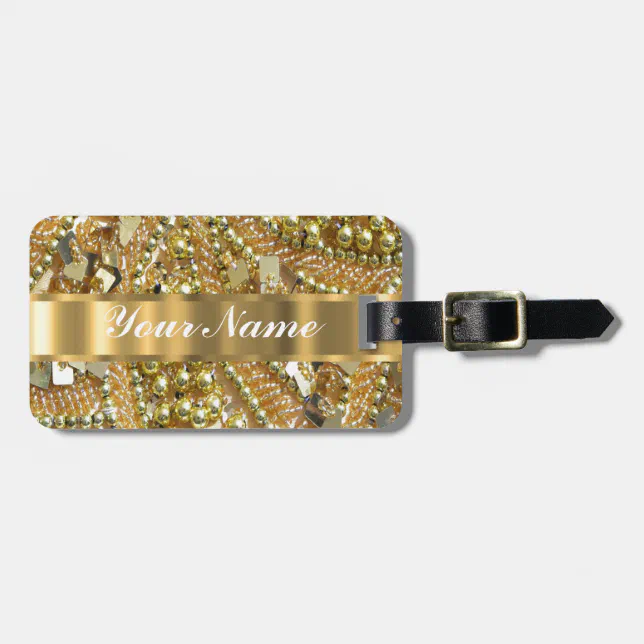 Elegant gold bling luggage tag | Zazzle
