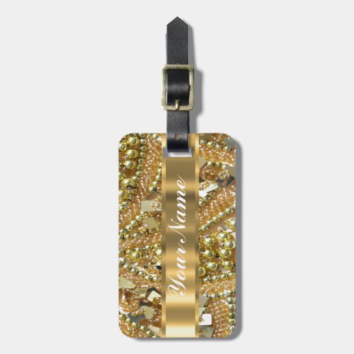 Elegant gold bling luggage tag | Zazzle