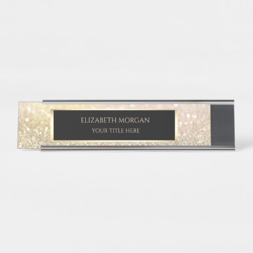 Elegant Gold Bokeh Frame Desk Name Plate | Zazzle