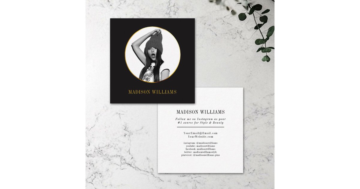 Elegant Gold Bold Typography Photo Social Media Calling Card | Zazzle