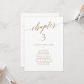 Elegant Gold Book Chapter Table Seating Chart Card | Zazzle