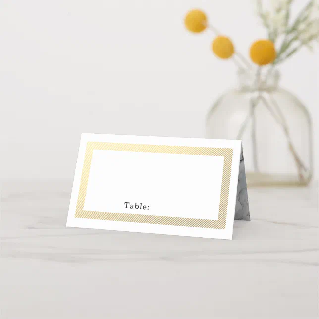 Elegant Gold Border Blank Table Guest Marble Place Card | Zazzle