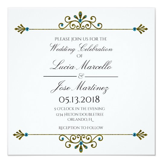 Elegant Gold Border Calligraphy Wedding Invitation | Zazzle.com
