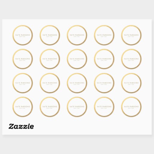 Elegant Gold Border Classic Round Sticker | Zazzle