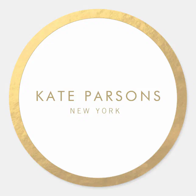 Elegant Gold Border Classic Round Sticker | Zazzle
