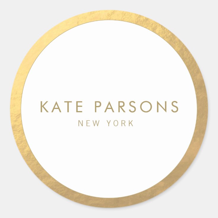 Elegant Gold Border Classic Round Sticker | Zazzle